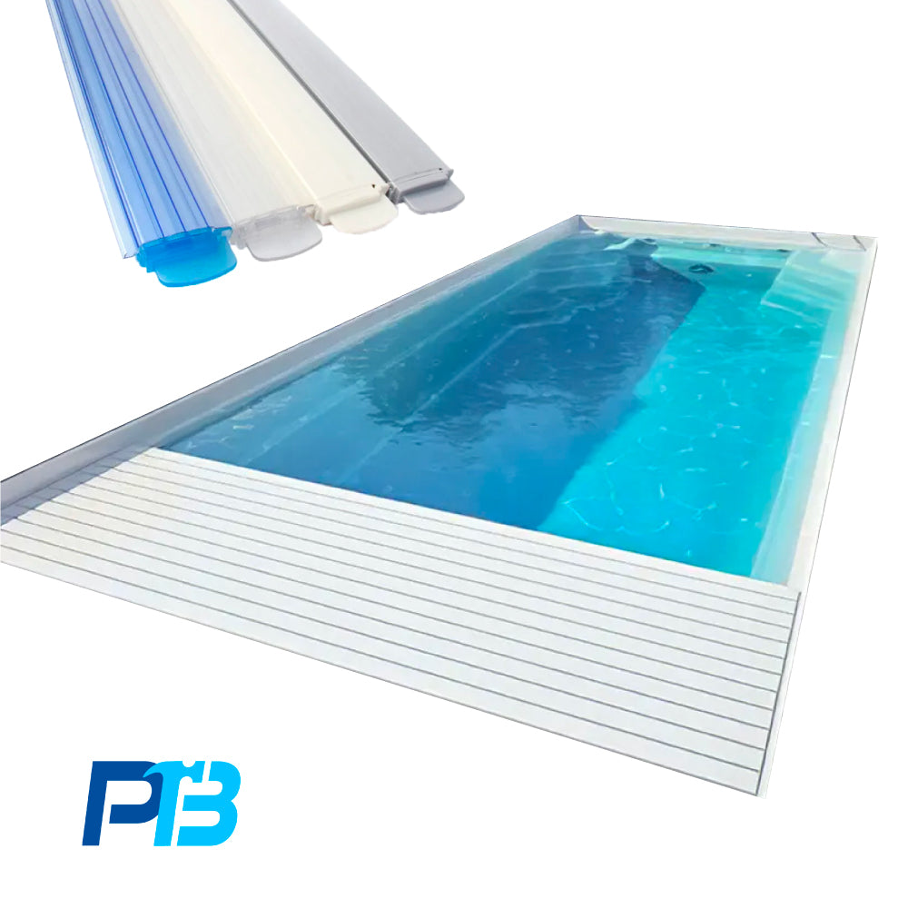 Unterflur Poolabdeckung Polycarbonat Lamellen | Elektrische Aufrollvor ...